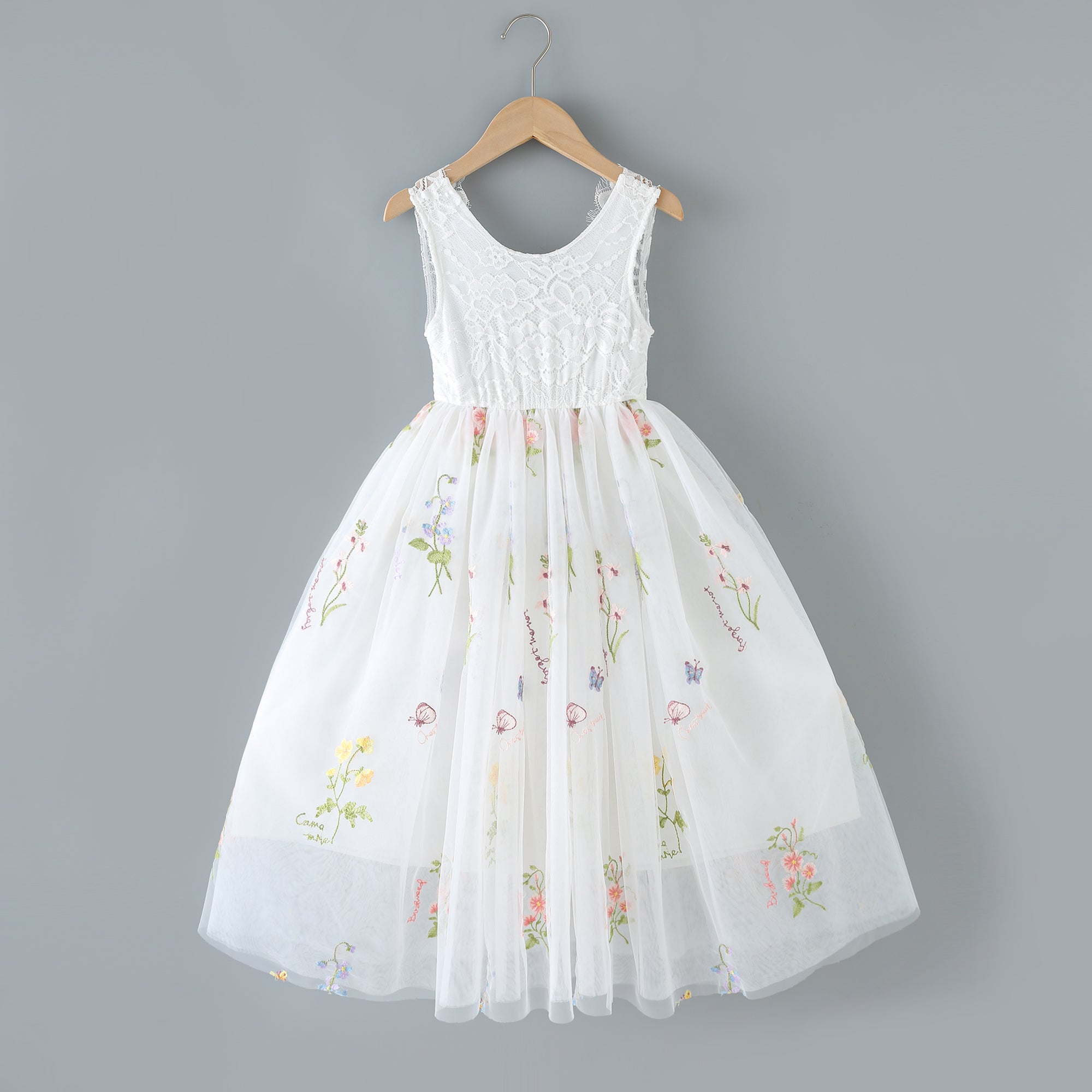 Blossom Embroidered Girls Lace Dress - Nicolette's Couture