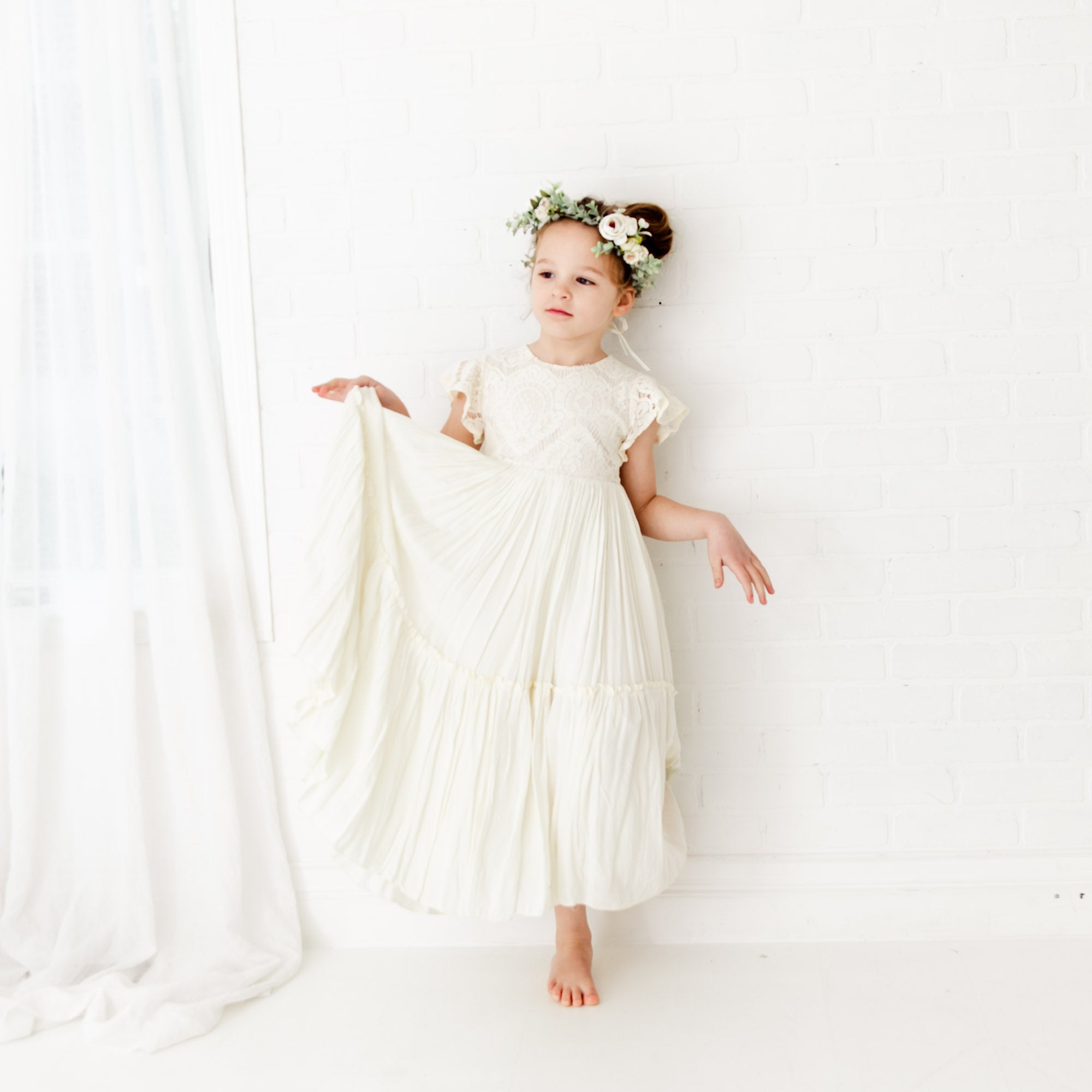 Classic Hazel Flower Girl Dress in Ivory Color – Nicolette's Couture